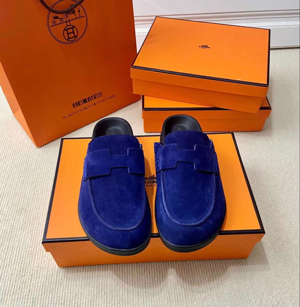 Hermes Go Mule Navy For Men - DAAXIO