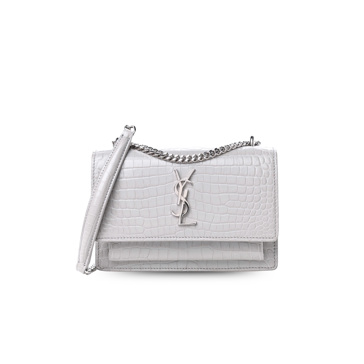 Saint Laurent Sunset Chain Bag White With Silver Hardware For Women 7 ...