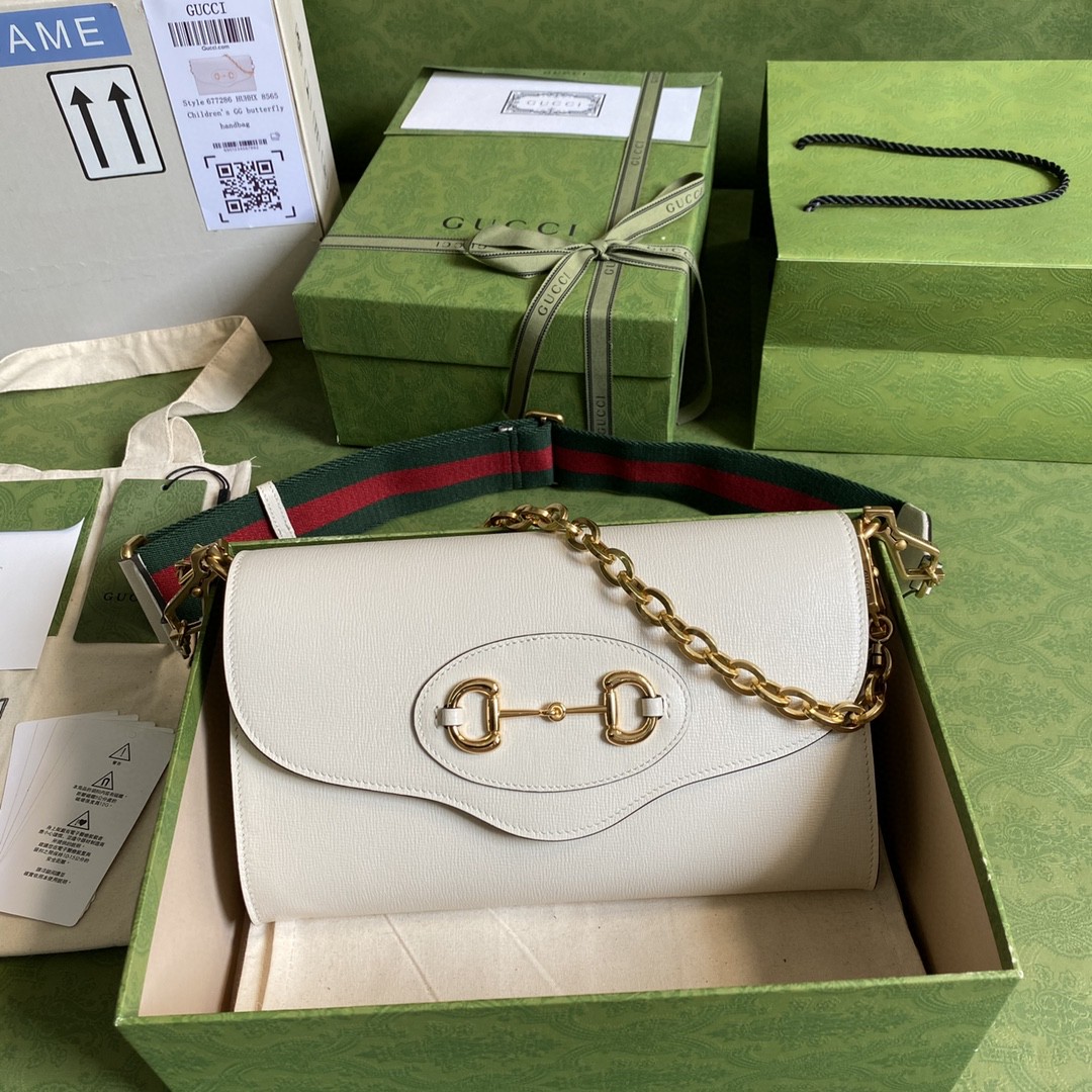 Gucci Horsebit 1955 Small Bag White For Women 10.2in/26cm GG ?677286 18YSX 9068 - DAAXIO.US