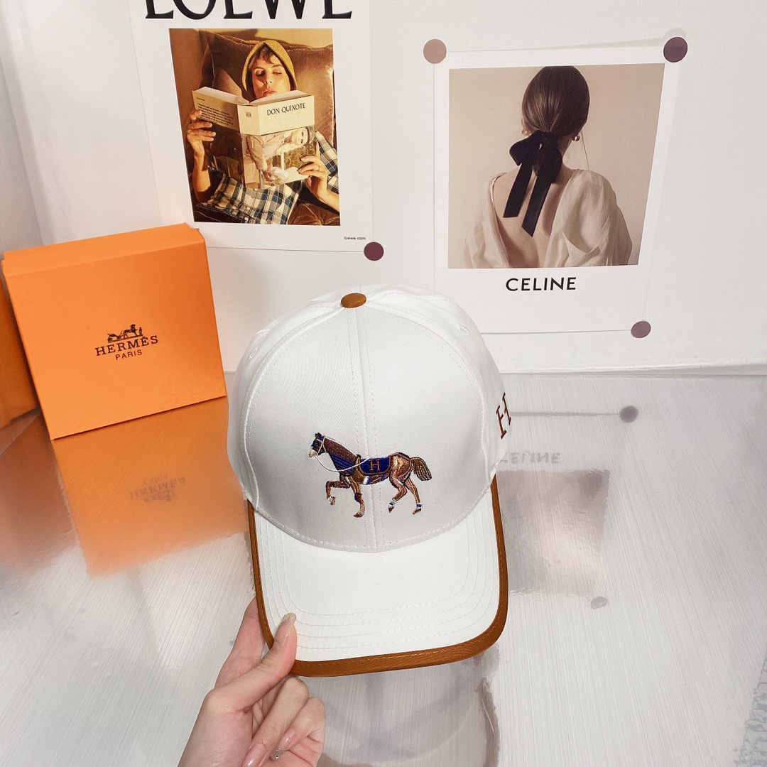Hermes Horse Cap White Hermes Cap - DAAXIO.US