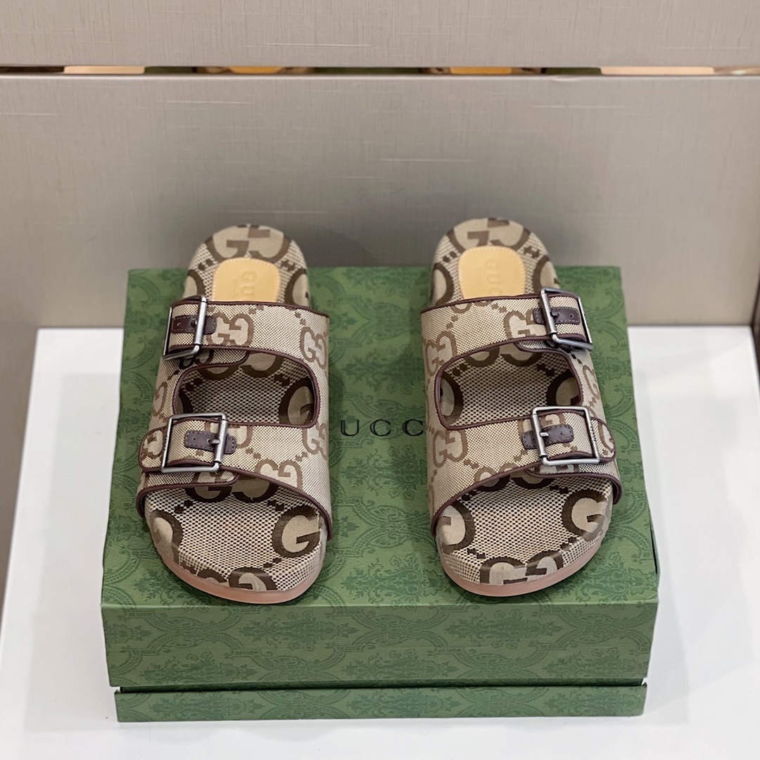 Gucci Women's Slide Sandal With Straps Beige For Women GG - DAAXIO