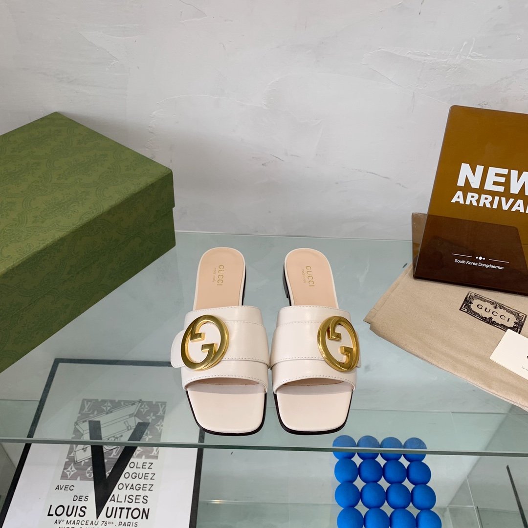 Gucci Blondie Slide Sandal White For Women GG - DAAXIO.US
