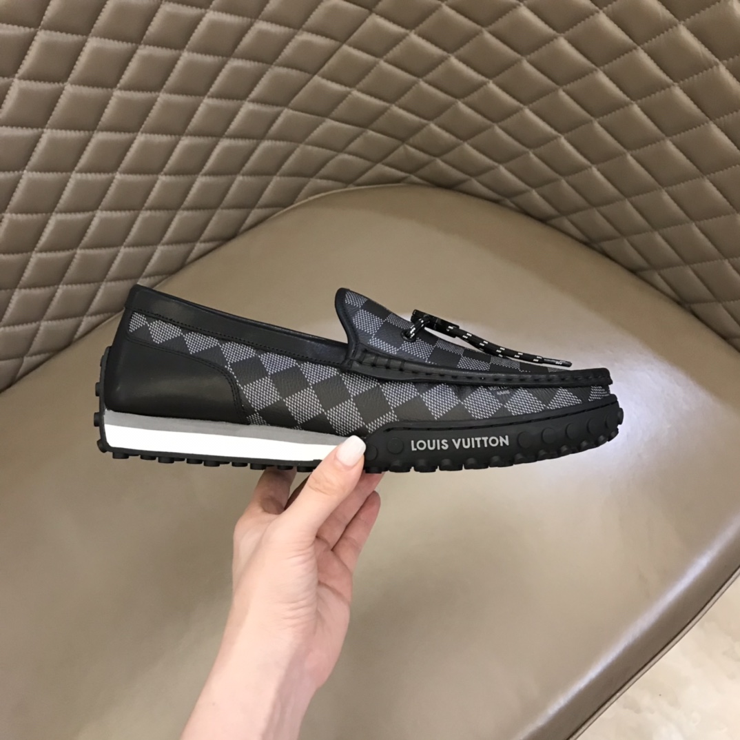 Louis Vuittion LV Racer Moccasin Black Checkered Pattern For Men LV ...