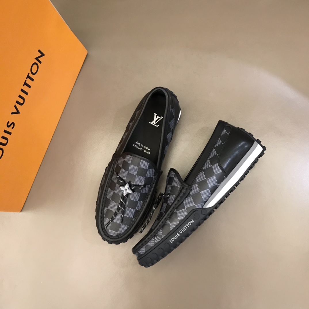 Louis Vuittion LV Racer Moccasin Black Checkered Pattern For Men LV ...