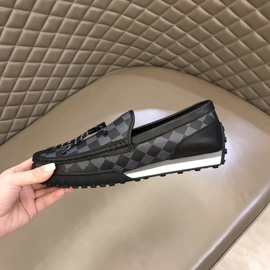 Louis Vuittion LV Racer Moccasin Black Checkered Pattern For Men LV ...