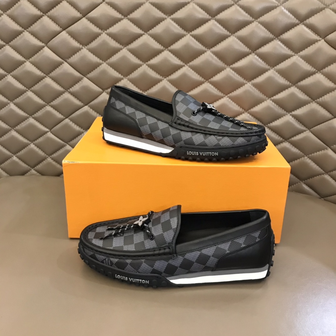 Louis Vuittion LV Racer Moccasin Black Checkered Pattern For Men LV ...