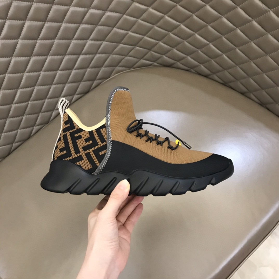 Fendi High Top Sneakers Brown For Men - DAAXIO.US