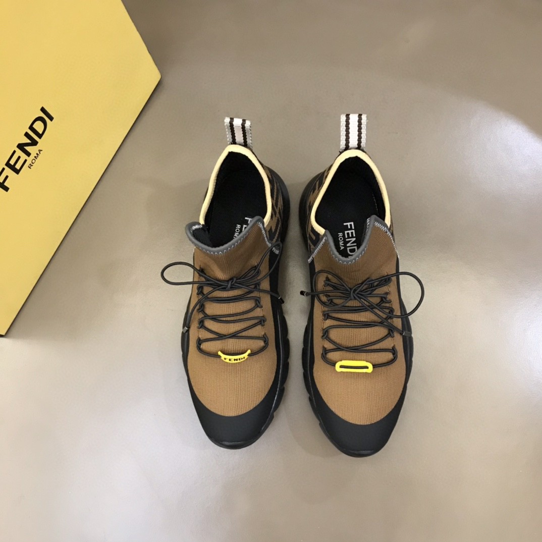 Fendi High Top Sneakers Brown For Men - DAAXIO.US