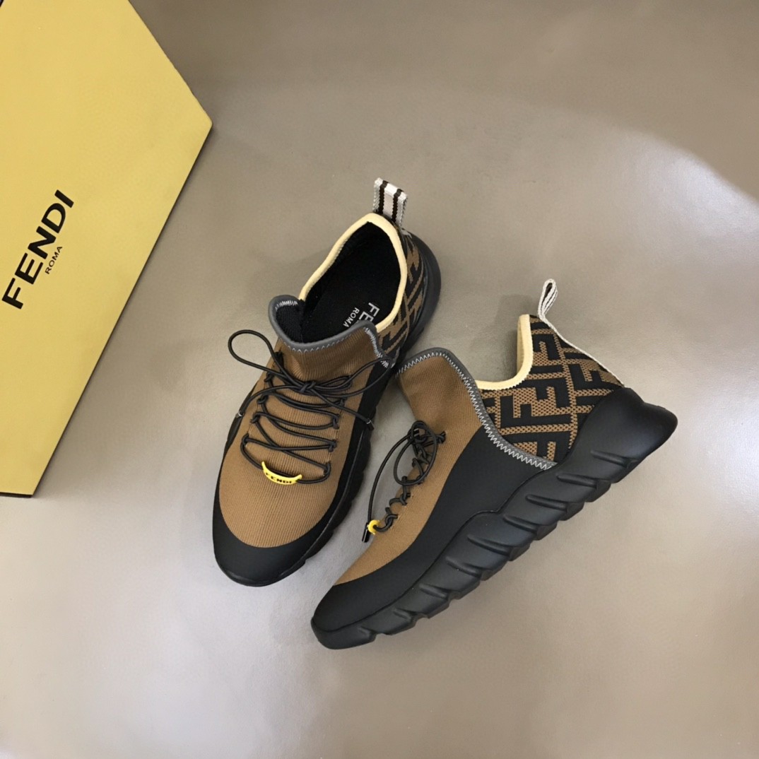 Fendi High Top Sneakers Brown For Men - DAAXIO.US