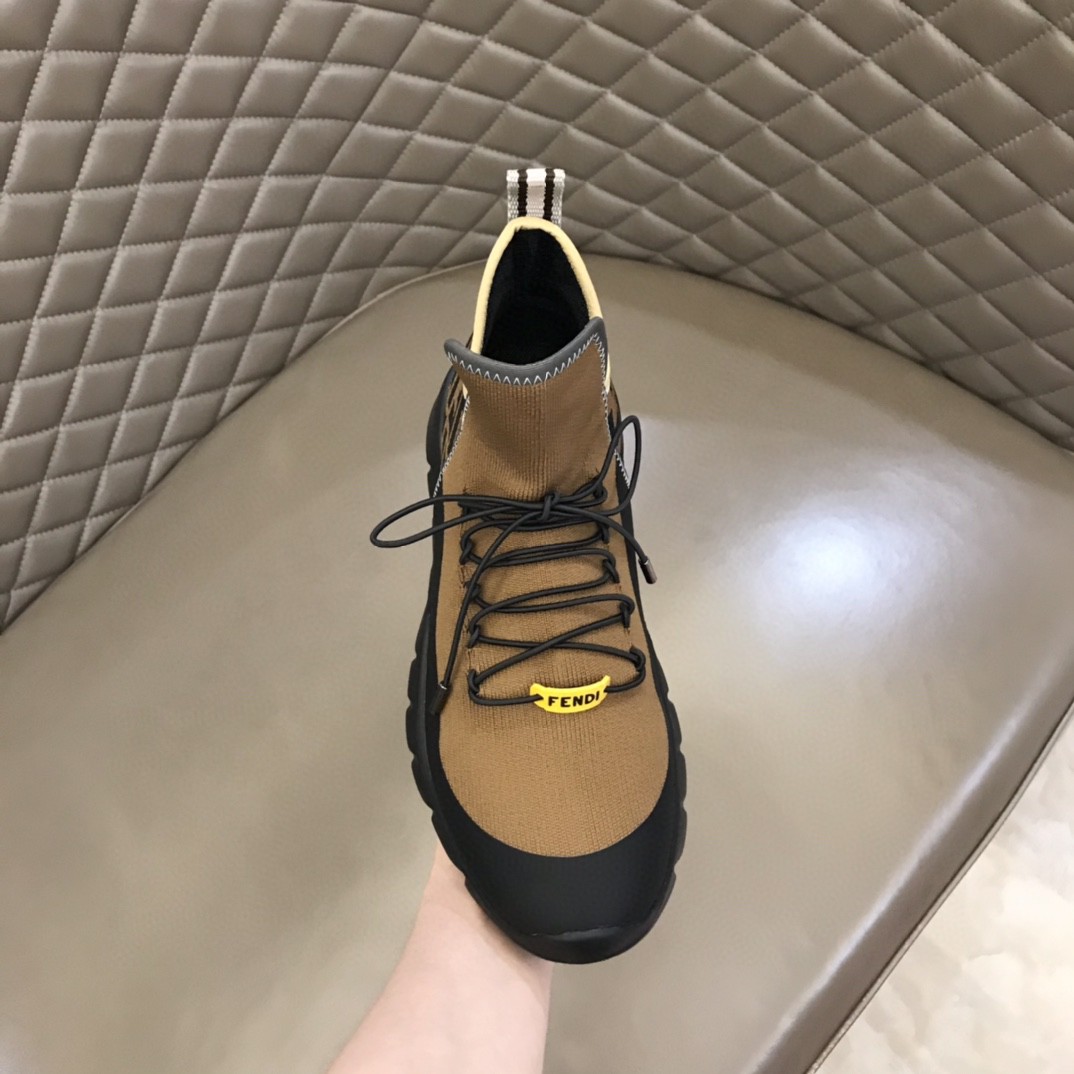 Fendi High Top Sneakers Brown For Men - DAAXIO.US