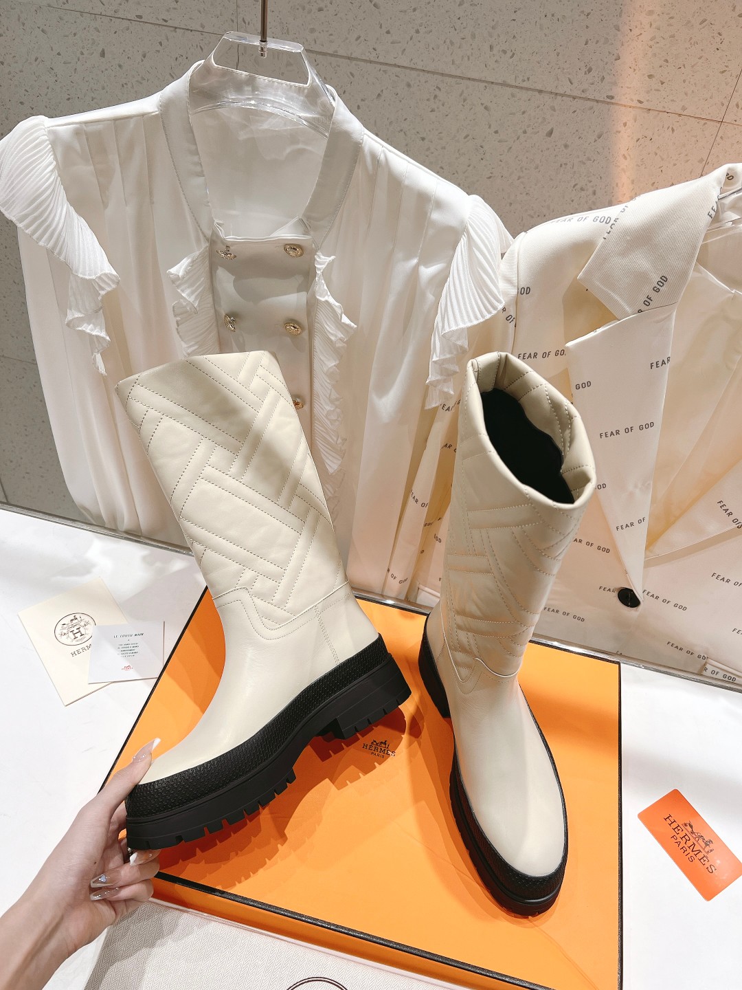Hermes Fuji Boot White For Women H222048Z F8360 - DAAXIO.US